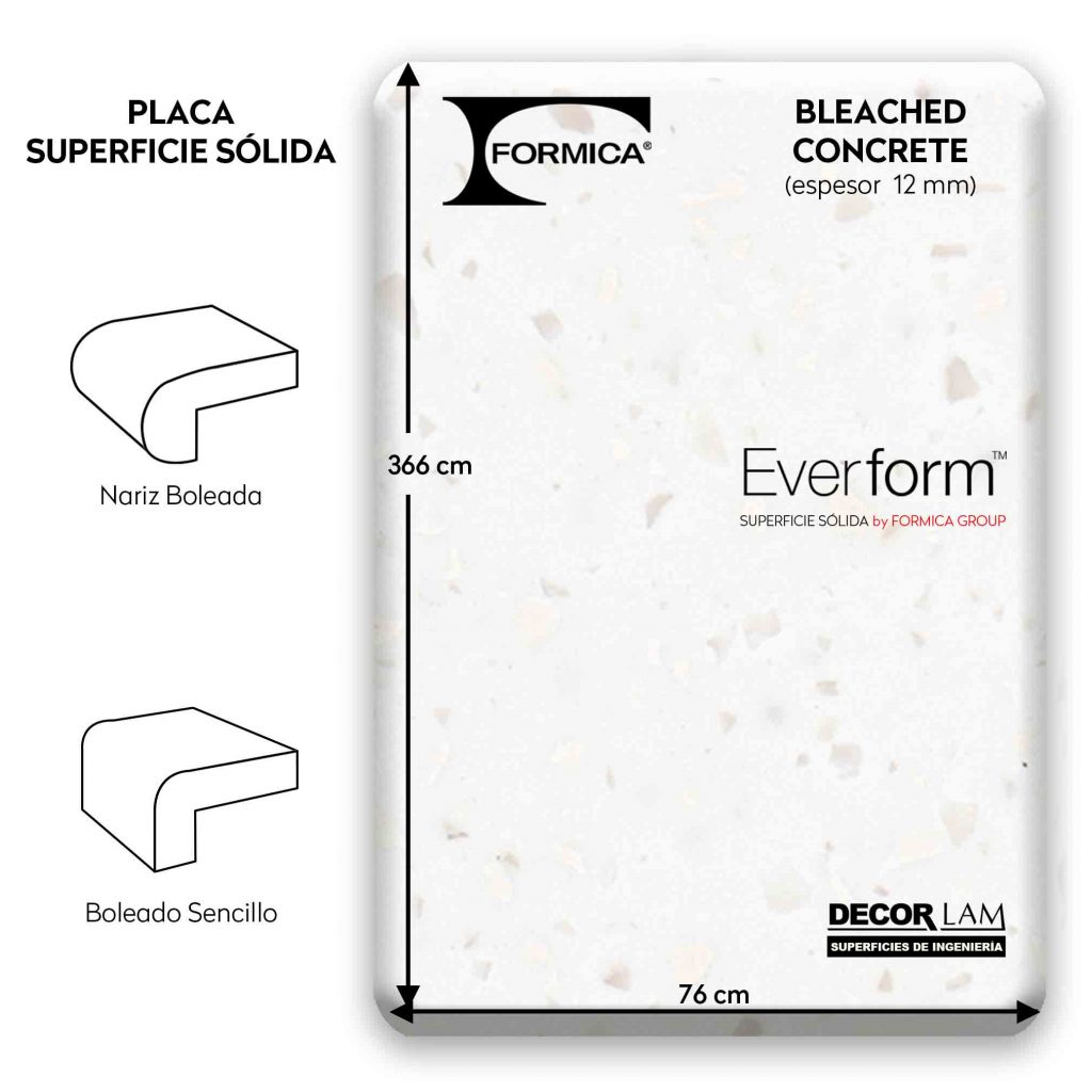 Formica® Placa De Superficie Sólida Everform™ Mod.601 Bleached Concrete .76 X 3.66 mts. Espesor ...