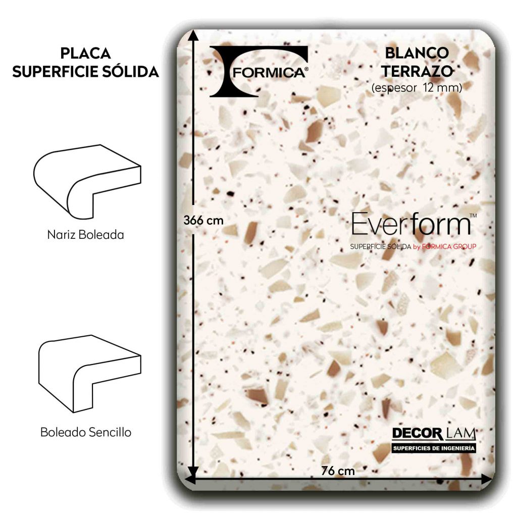Formica® Placa De Superficie Sólida Everform™ Mod. 742 Blanco Terrazo ...