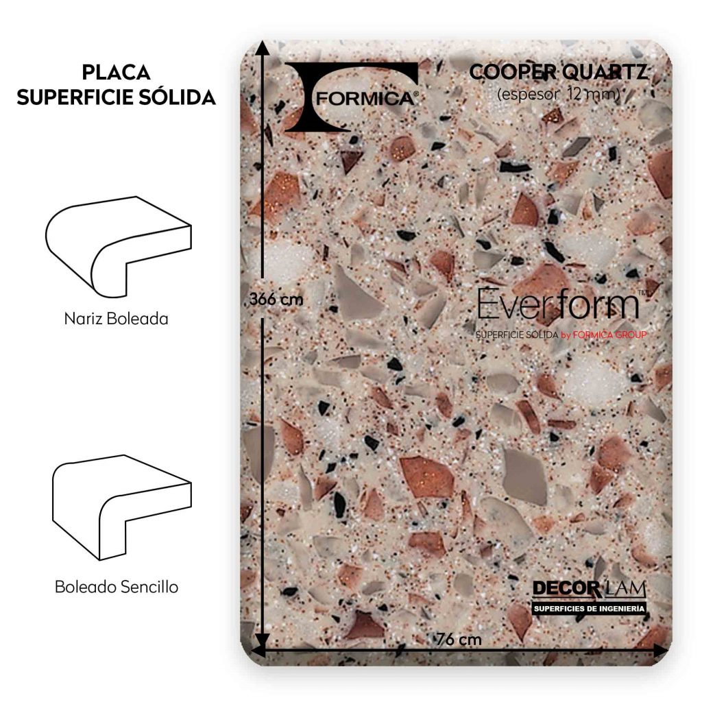Formica® Placa De Superficie Sólida Everform™ Mod. 772 Copper Quartz ...