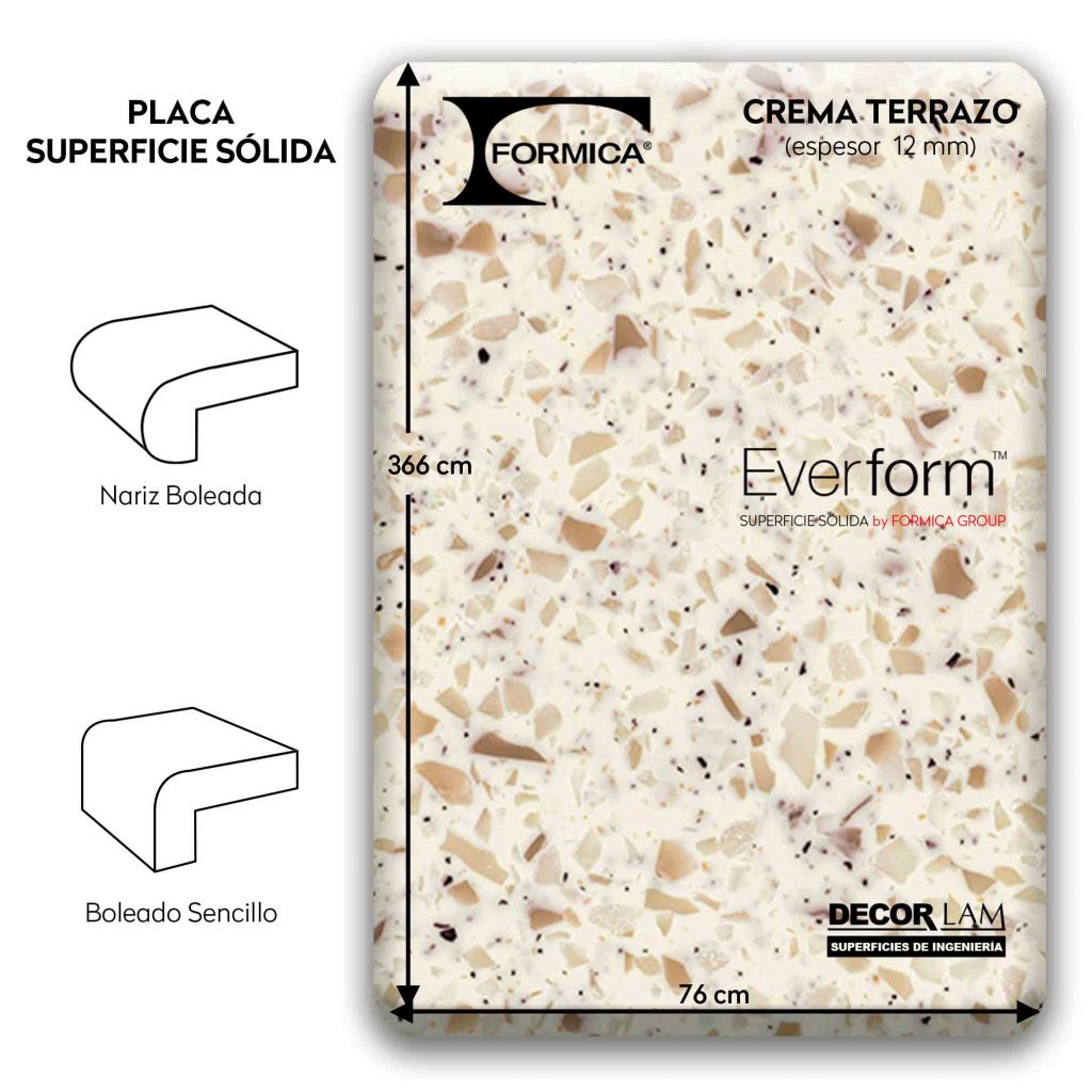 Formica® Placa De Superficie Sólida Mod. 744 Crema Terrazo .76 X 3.66 ...