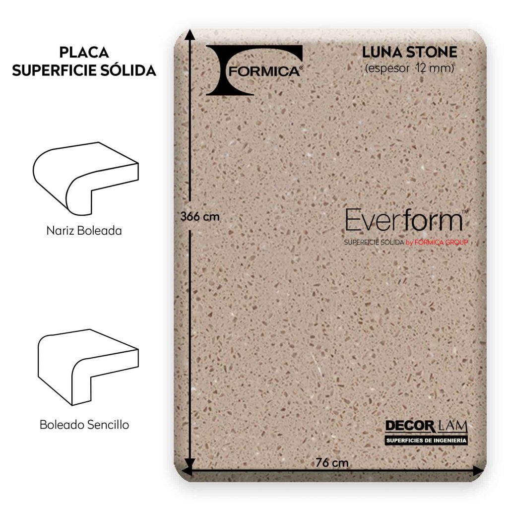 Formica® Placa De Superficie Sólida Everform™ Mod.780 Luna Stone .76 X ...