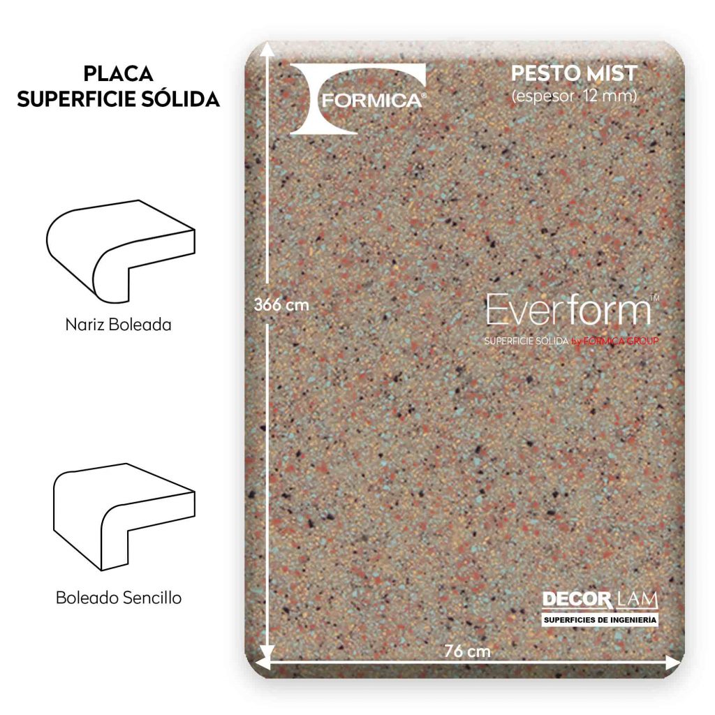 Formica® Placa De Superficie Sólida Everform™ Mod. 309 Pesto Mist .76 X ...
